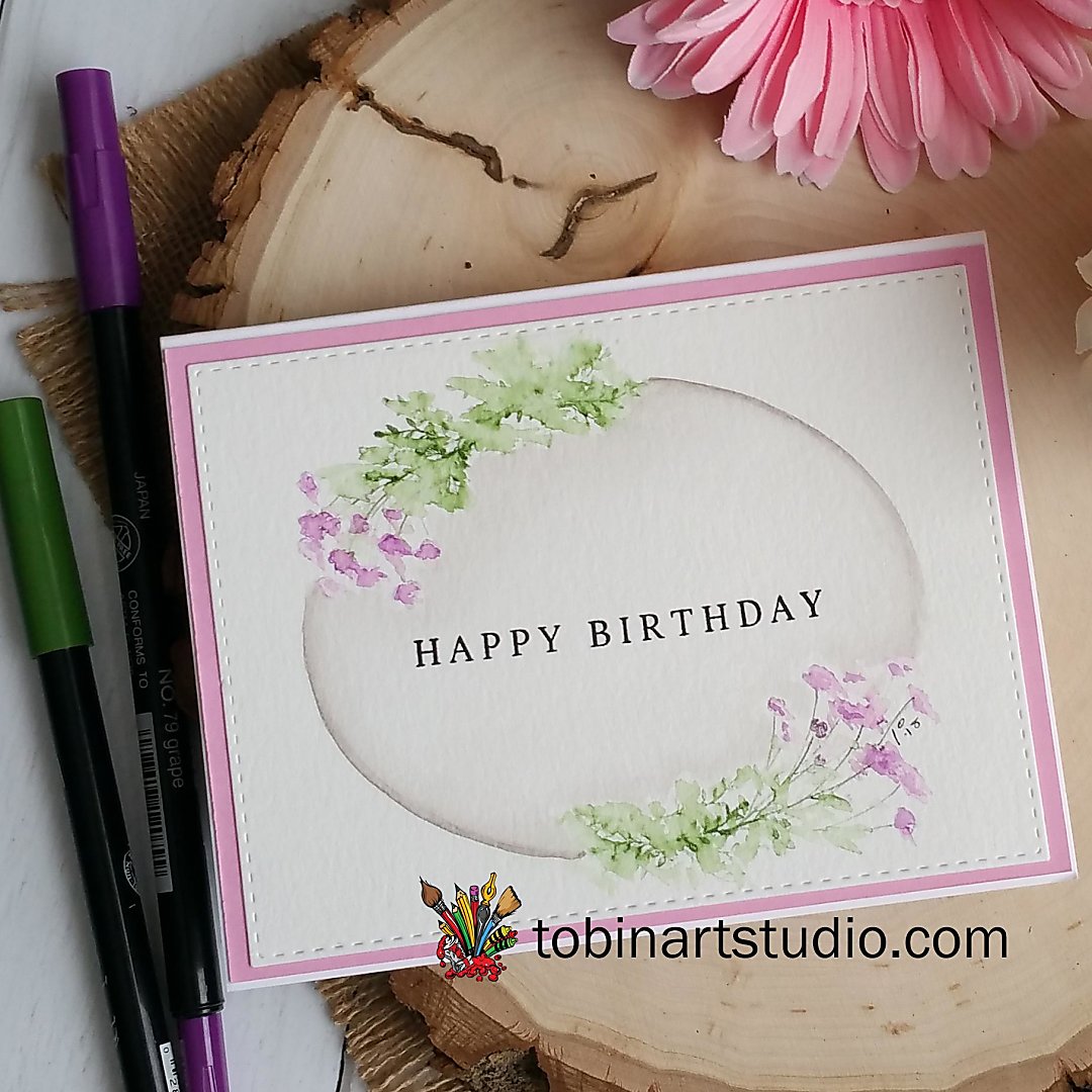 Watercolor Flower Frame | Art Impressions stamps | TOBin Art Studio